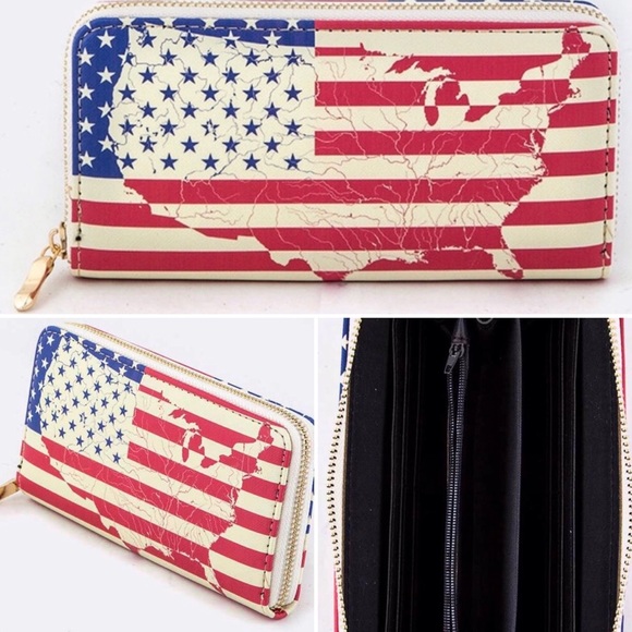 Bags | Usa Map American Flag Wallet | Poshmark